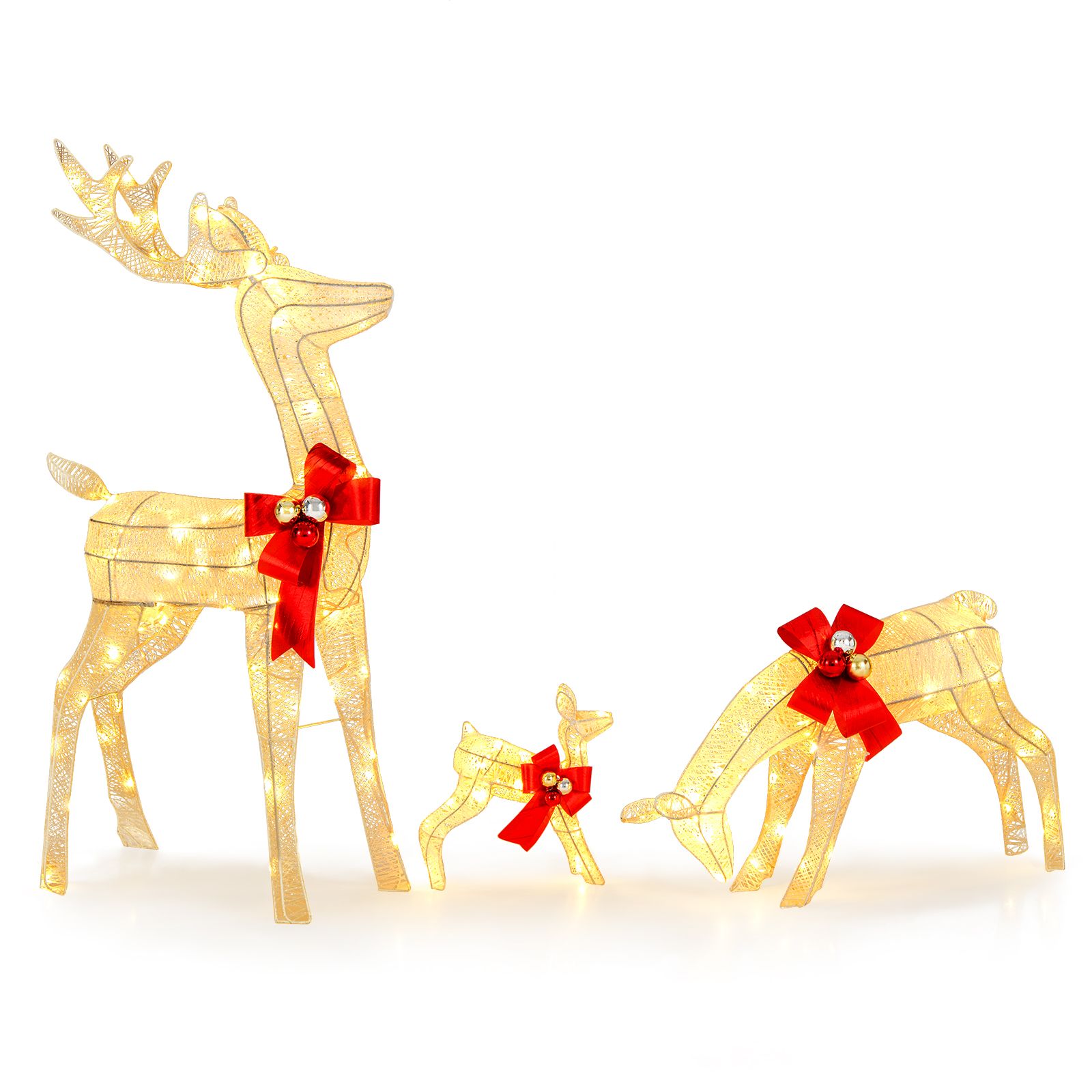 3 Pieces Lighted Reindeer Family Set with 230 LED Lights and Stakes ...