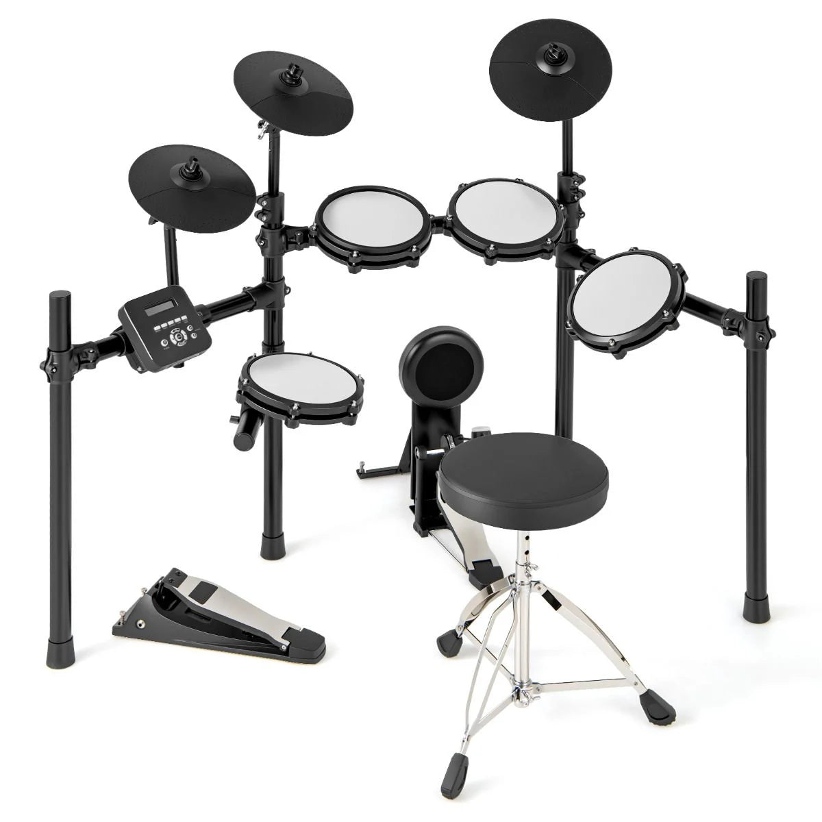 Electric Drum Set Foldable Drum Kit with 21 CM Mesh Drum Pads – GiantexUK