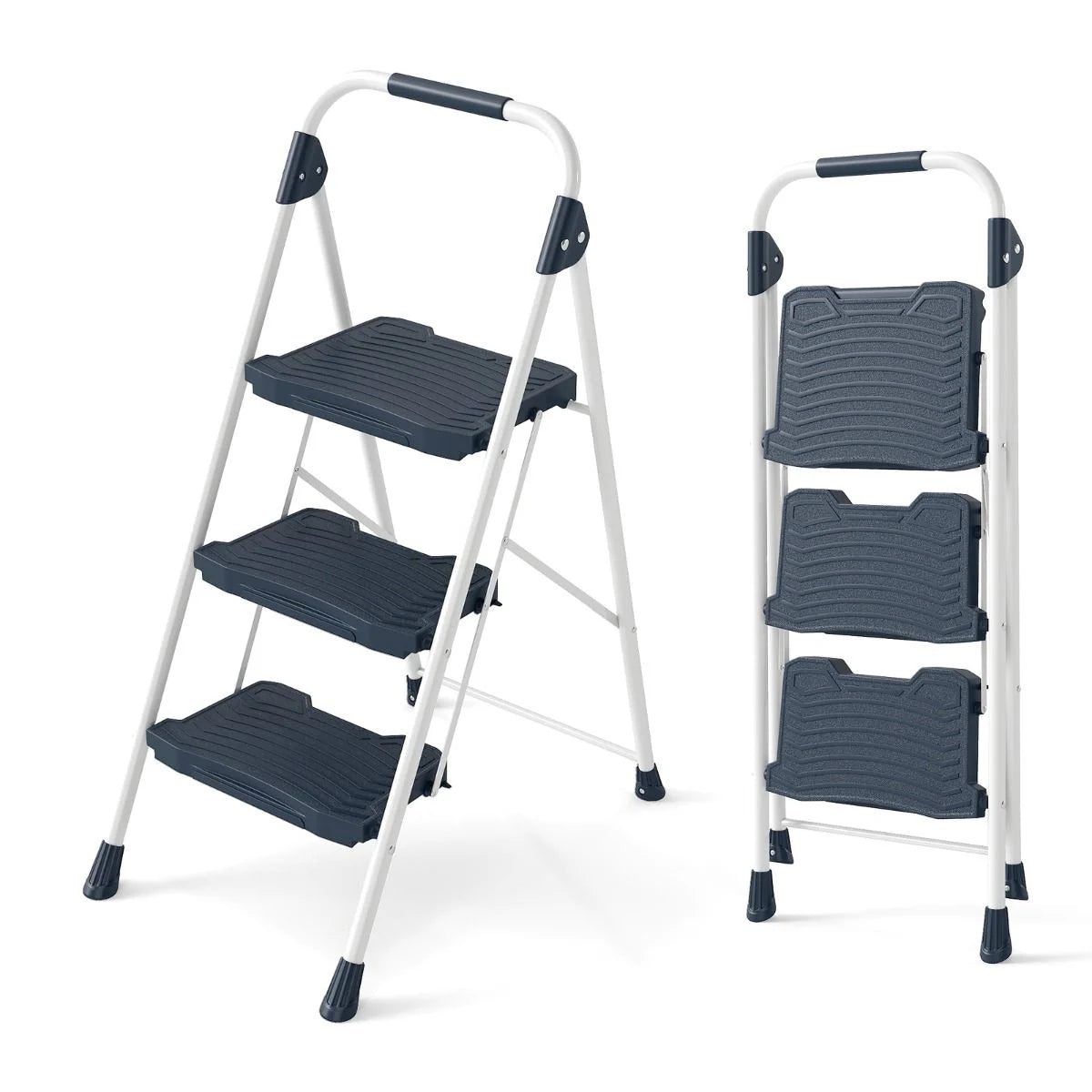 Folding Step Stool with Cushioned Handrail and Wide Anti-Slip Pedal ...