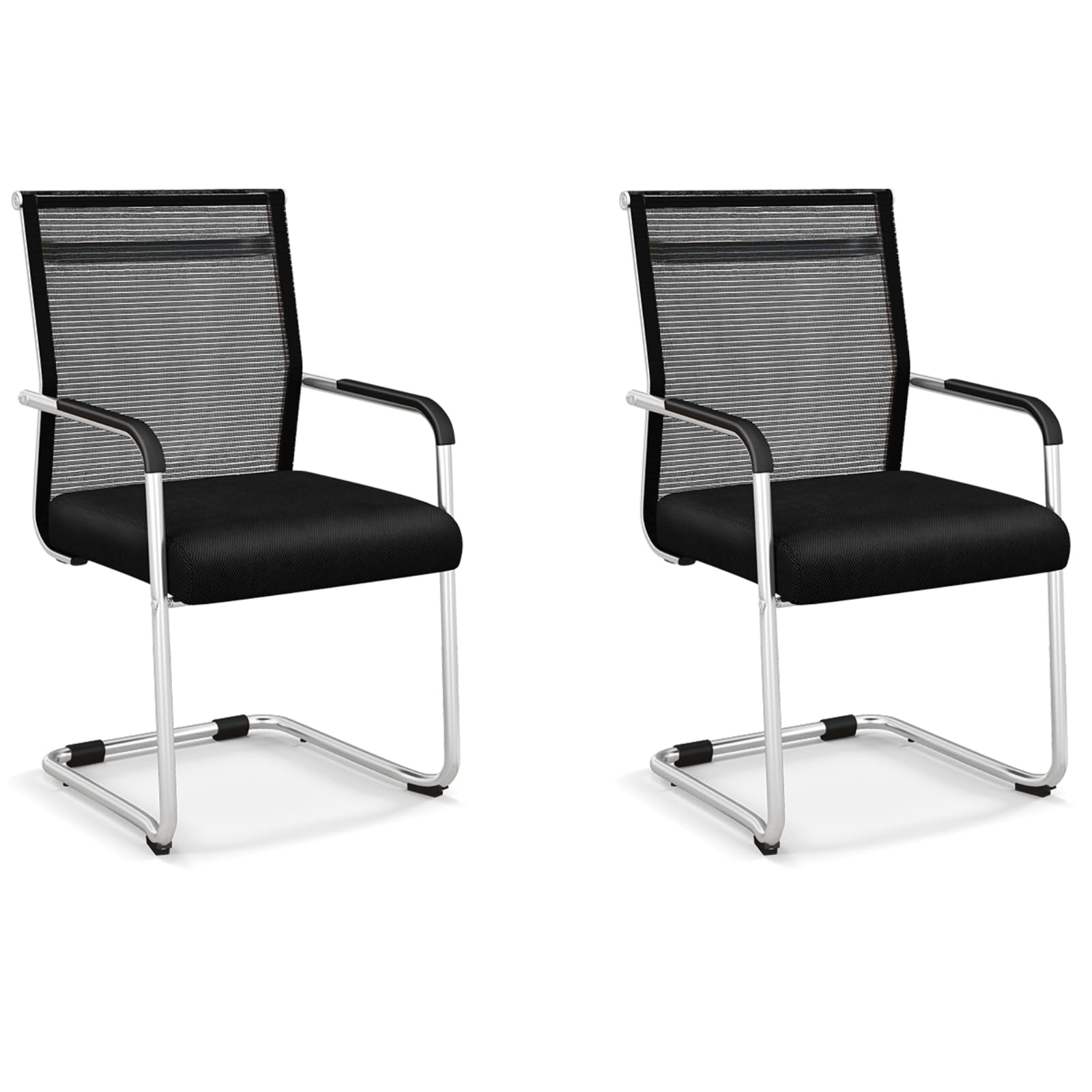 Set of 2 Executive Office Guest Chairs with Metal Sled Base – GiantexUK