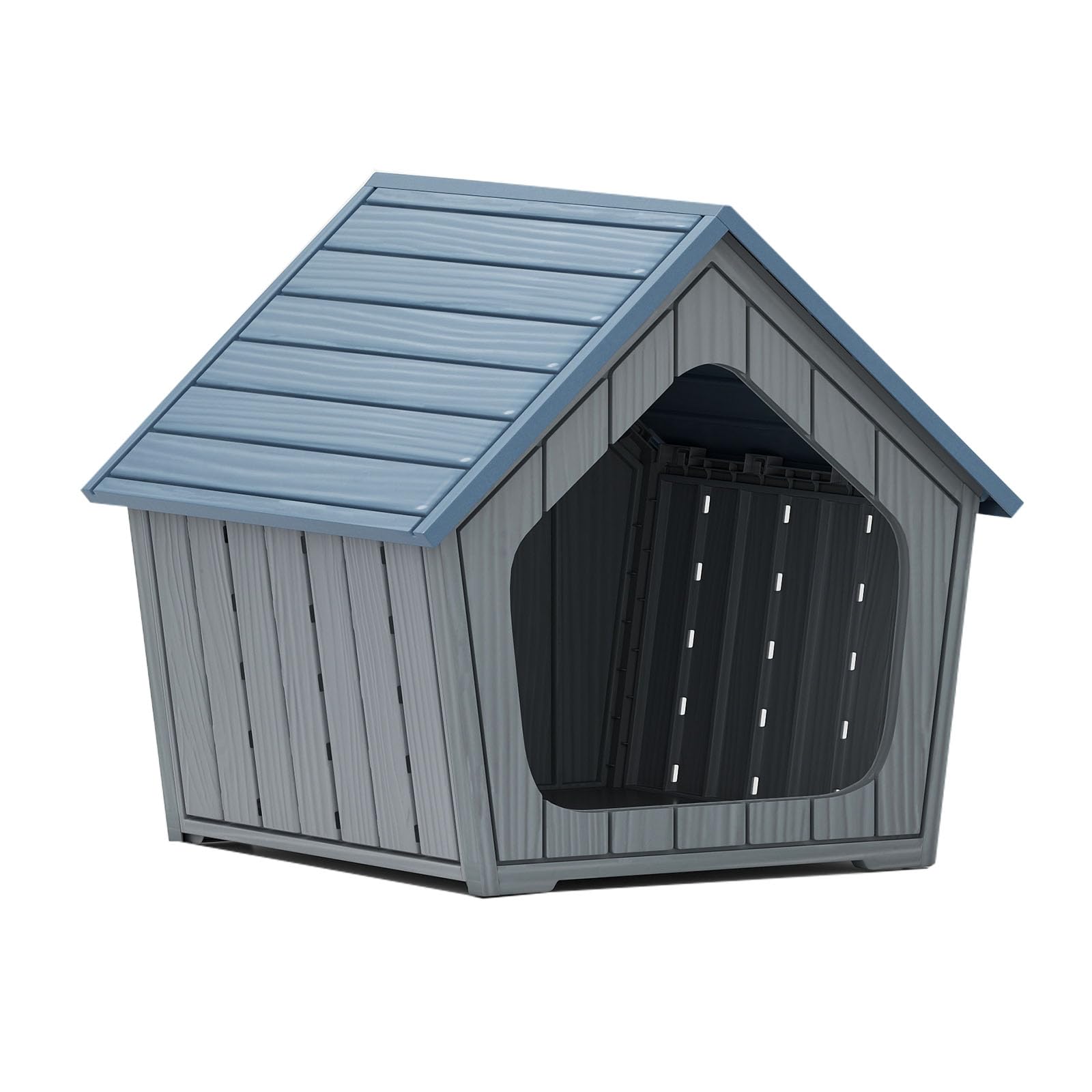 Plastic Dog House, Indoor Outdoor Cat House Condo with Sloping Roof ...