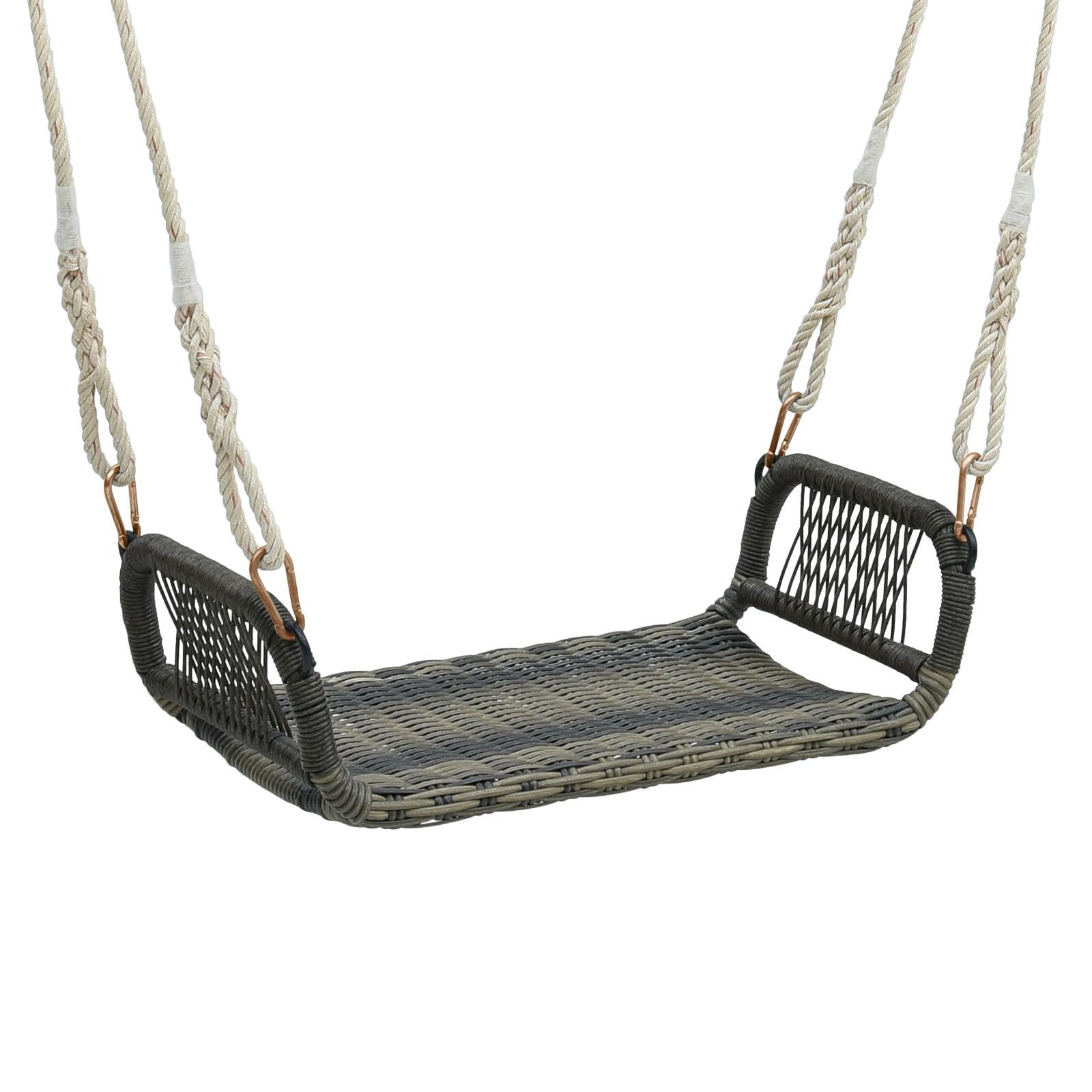Patio Backless Rattan Swing Bench with Hanging Ropes – GiantexUK