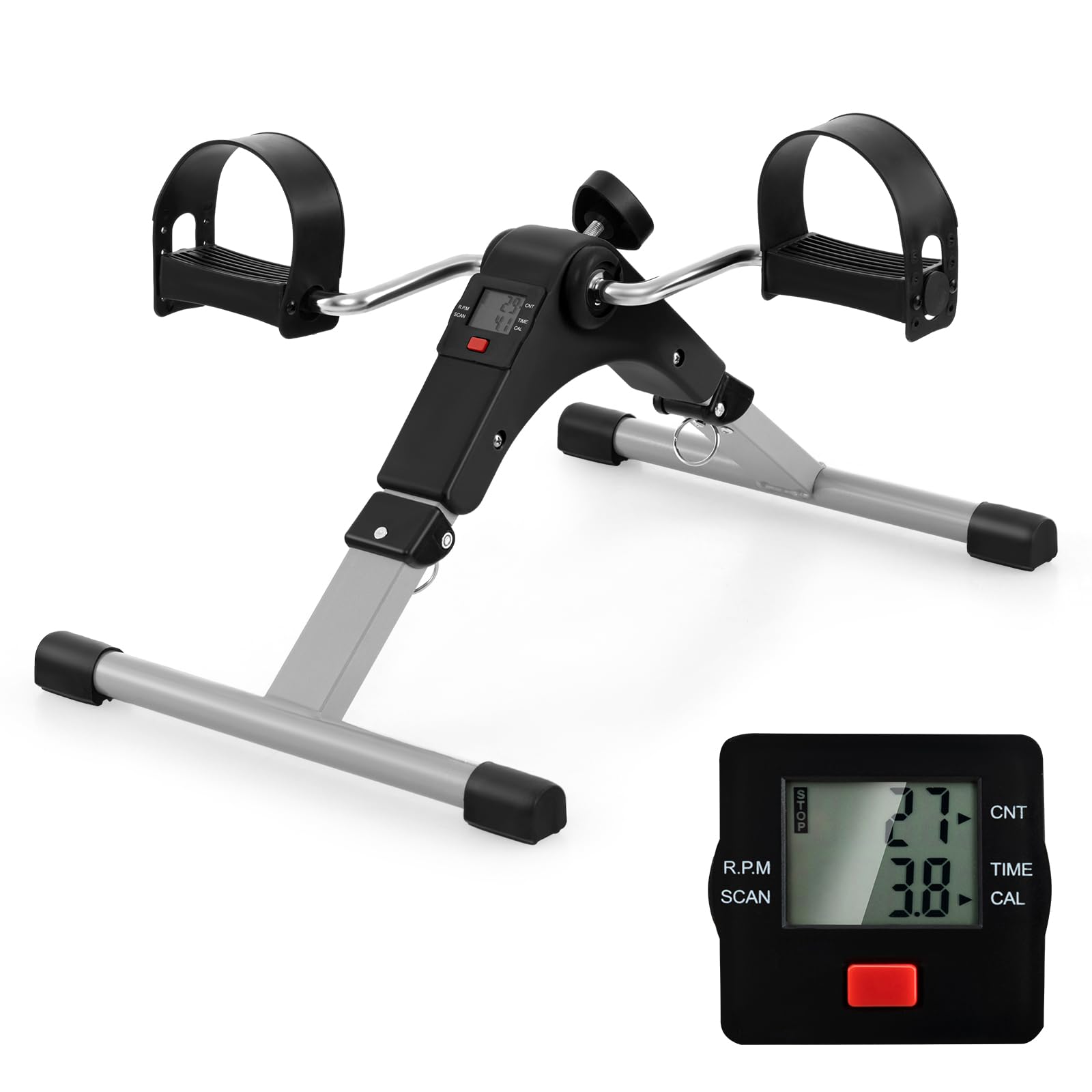 Under Desk Exercise Bike Pedal Exerciser with LCD Display for Legs and ...