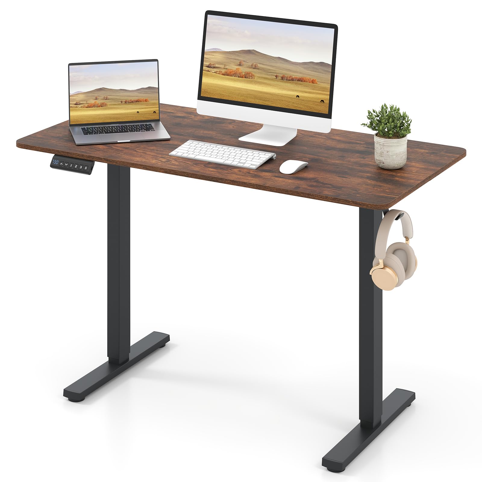 Electric Height Adjustable Standing Desk, 120 x 60cm Sit Stand Desk ...